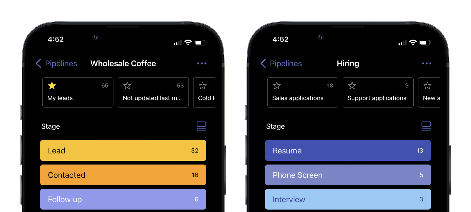 Saved views in Streak’s iOS app - Streak