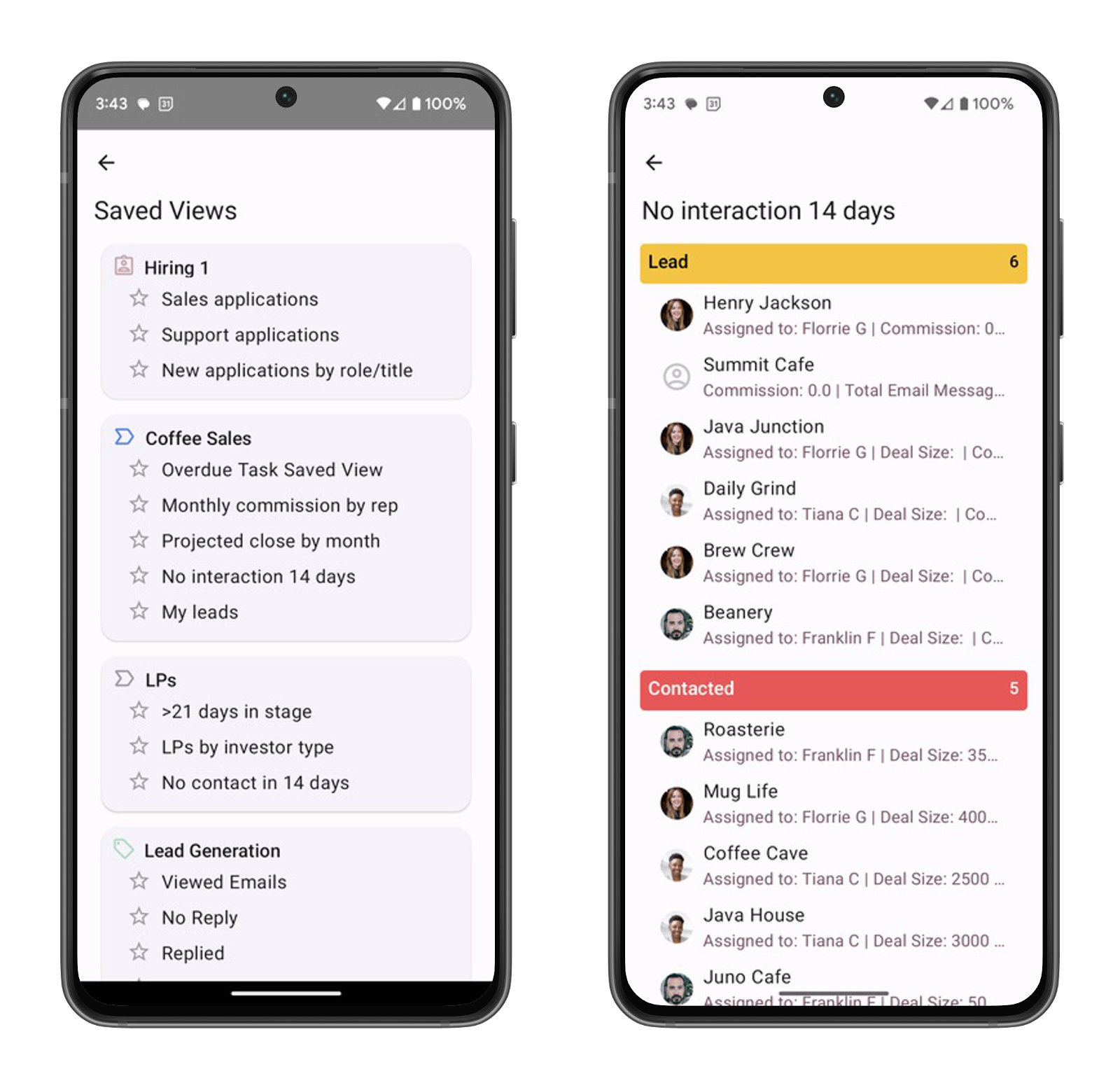 Filter, sort, and group leads with saved views in the Android mobile app - Streak