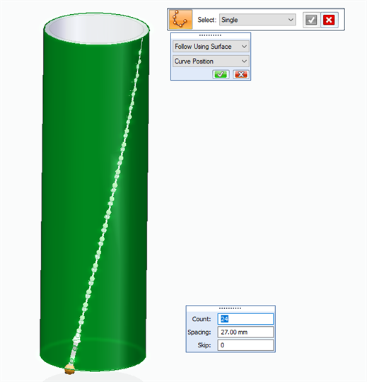 Creating Holes around a Tube in a Helical Pattern