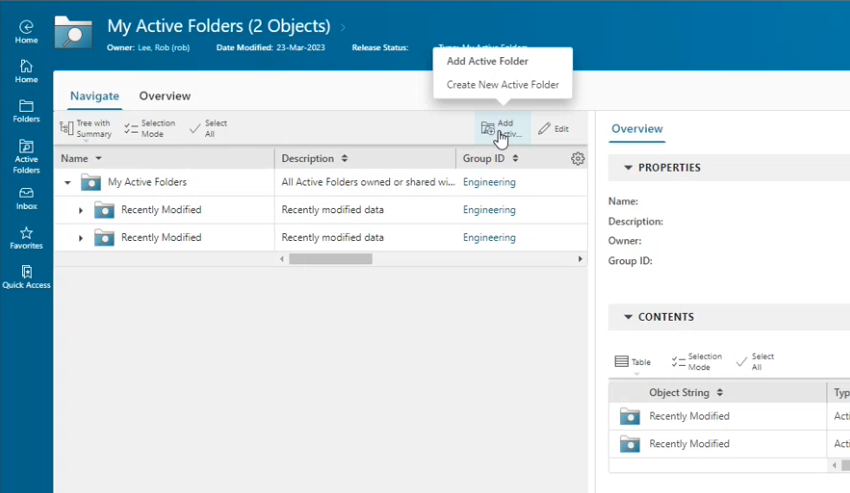 Active Workspace & Active Folders in Teamcenter