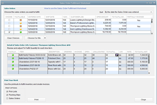 Sales Order Fulfillment Worksheet