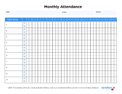 7 Monthly Attendance Sheet Template Sampletemplatess Sampletemplatess ...