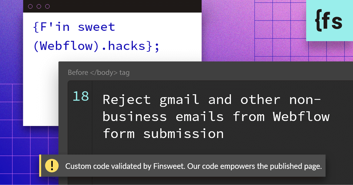 Reject gmail and other non-business emails from Webflow form submission