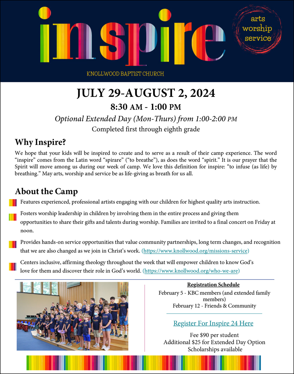 Inspire 2024: Worship, Arts, and Service Camp - Knollwood Baptist Church