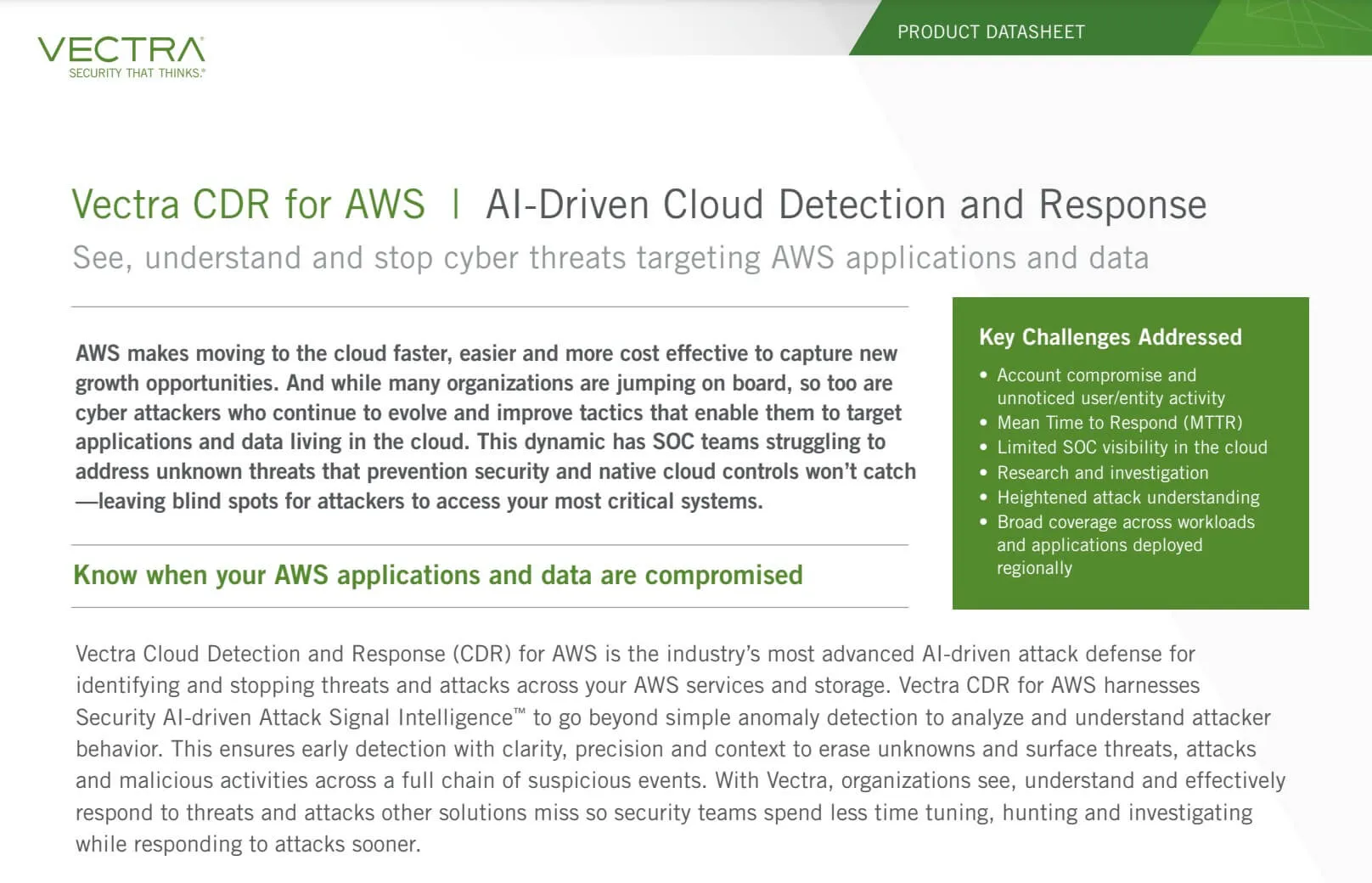 AWS パートナー - AWSCloud セキュリティインテグレーションパートナー｜Vectra AI