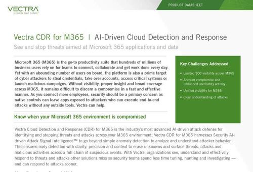 Datasheets | Vectra CDR for M365