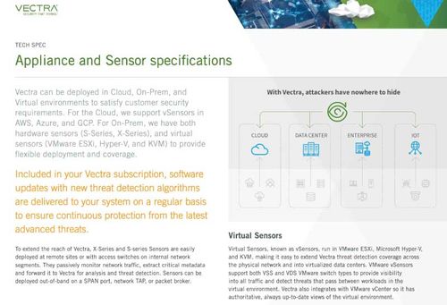 Appliance and Sensor Specifications | Vectra AI