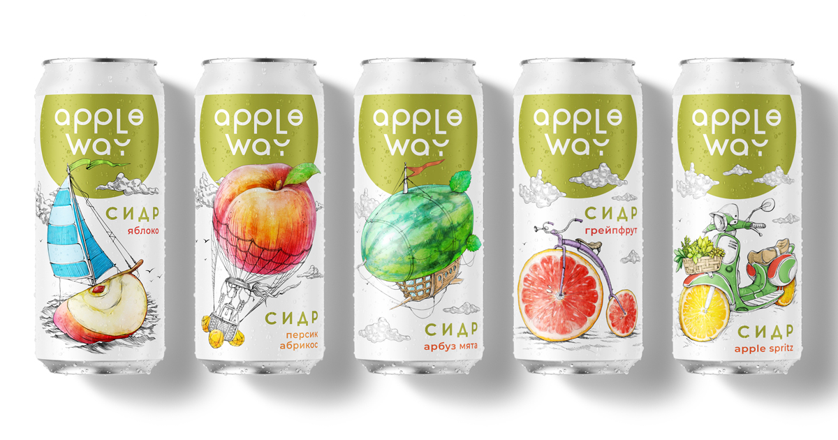 Дизайн упаковки сидров «Apple way» — CUBA Branding