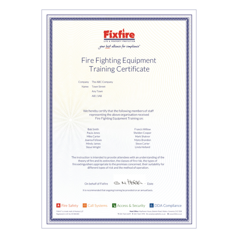 Staff Fire Safety Awareness Training Course