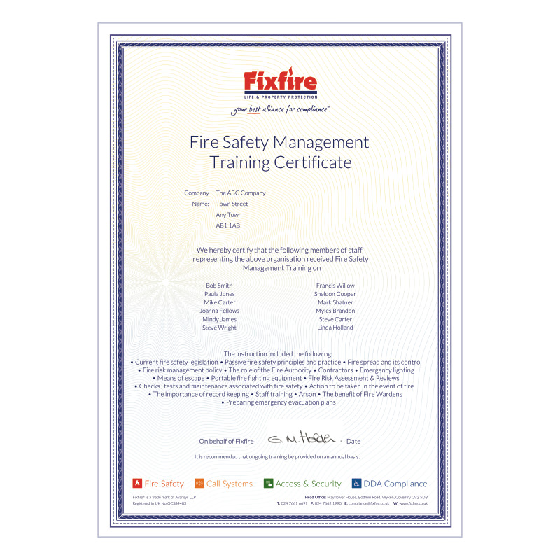 Fire Safety Management Training Course
