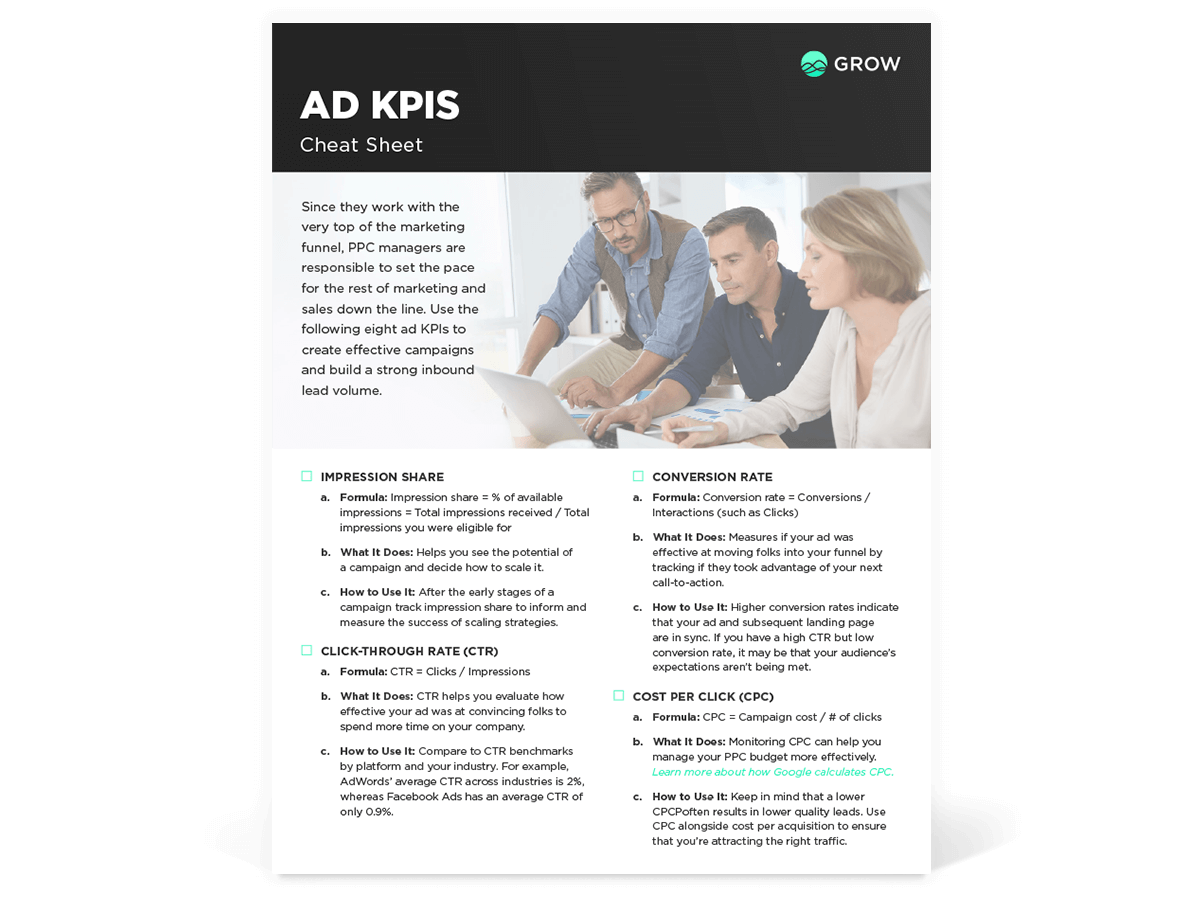 Ad KPIs Cheat Sheet | Grow.com