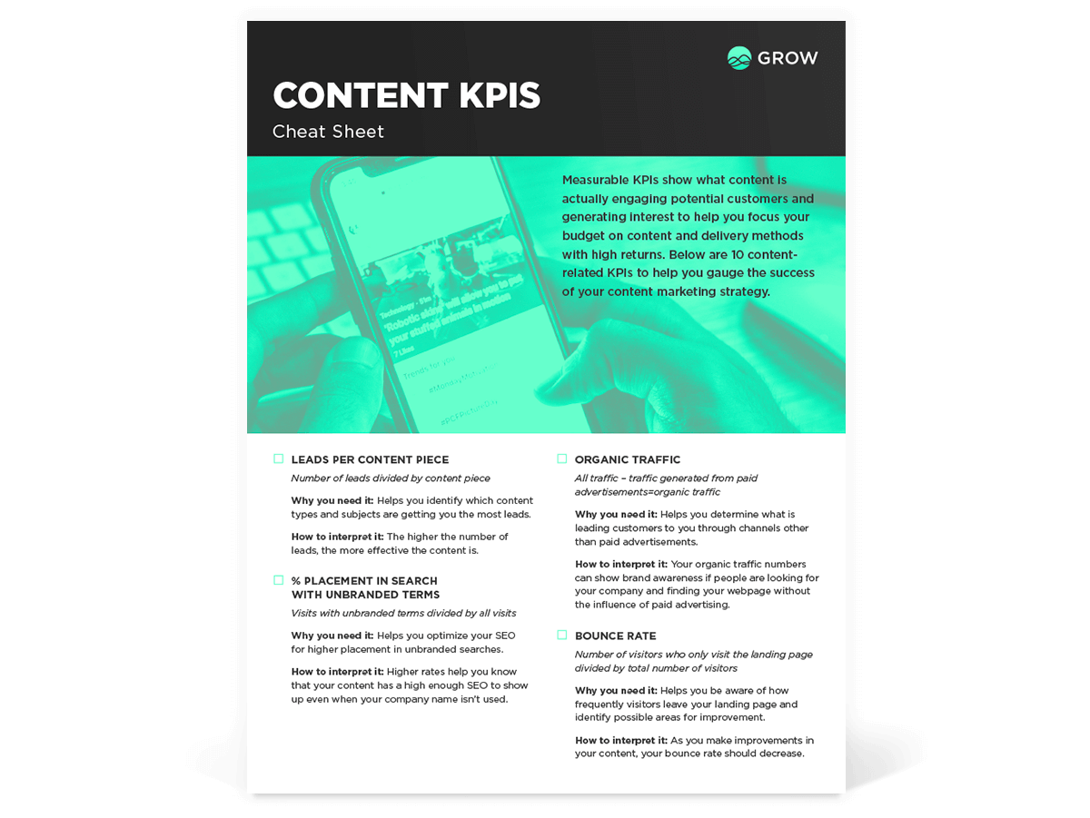 Content Marketing KPIs Cheat Sheet | Grow.com