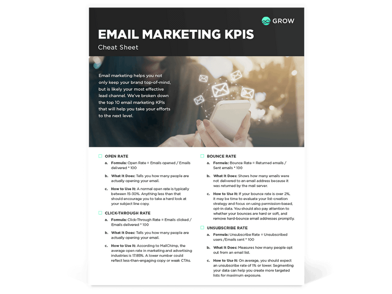 Email Marketing KPIs Cheat Sheet | Grow.com