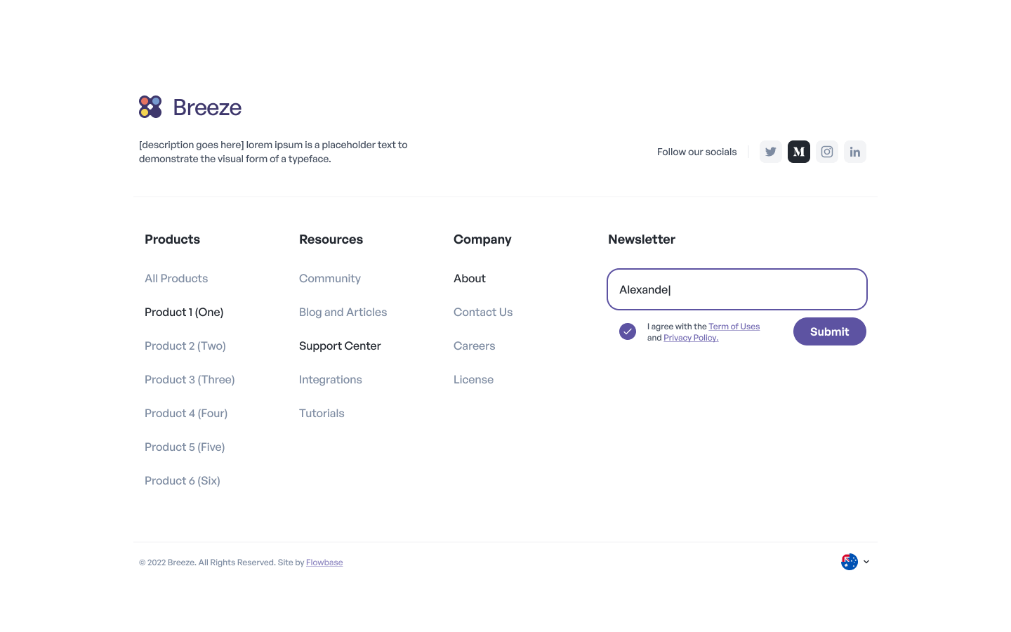 Webflow Footer Component | Flowbase