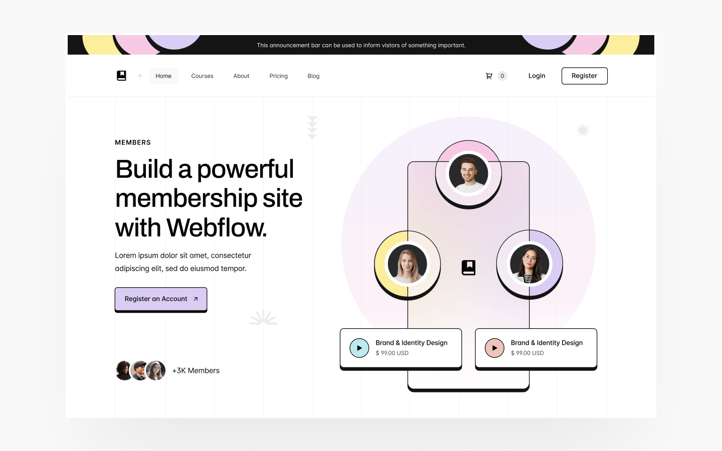 Members Membership & Accounts Template | Flowbase