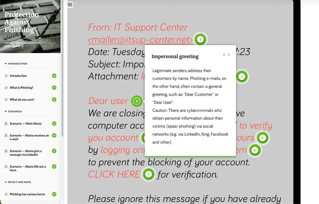 E-Learning on Protection against Phishing