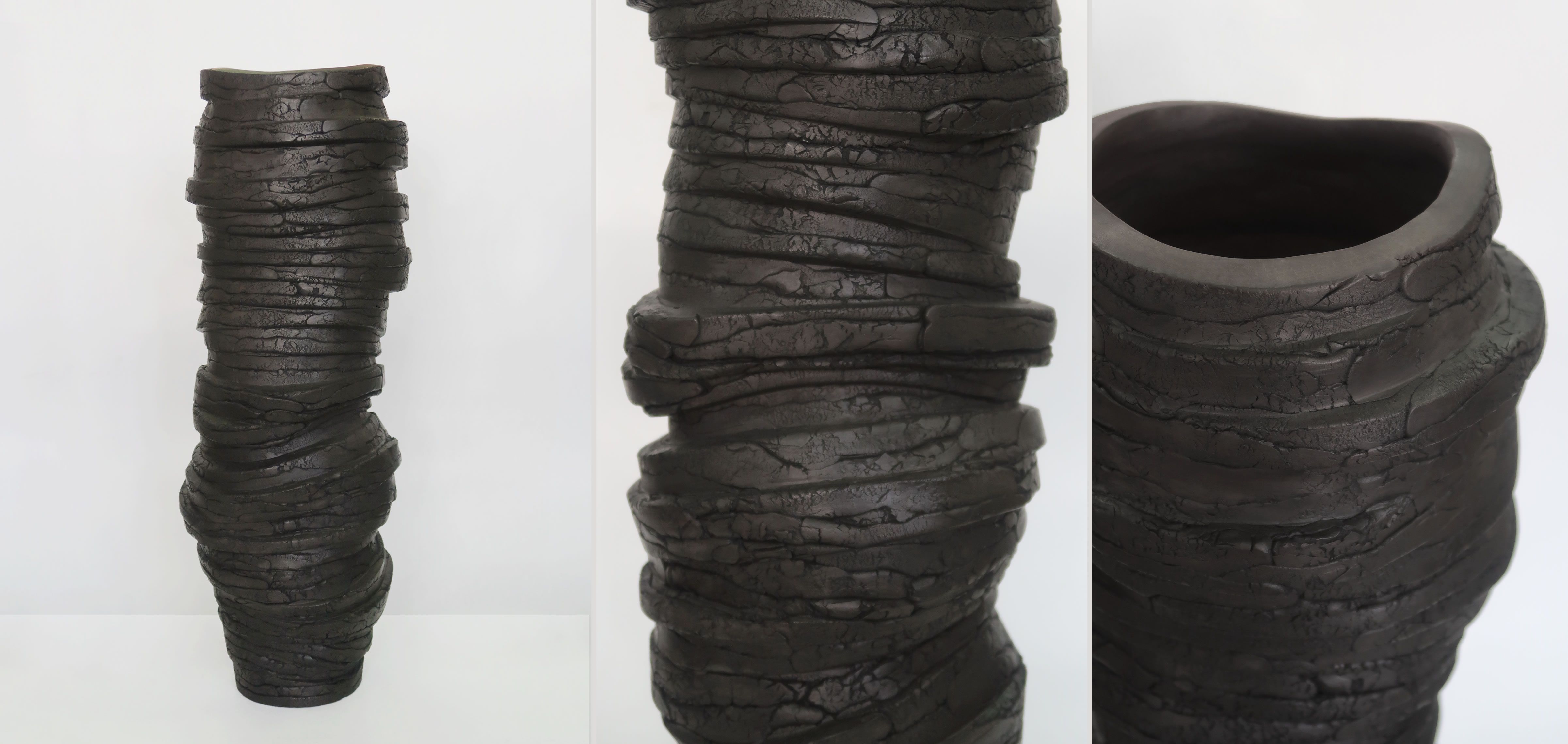 "Burnt And Compressed Lines" On Freeformed Vase | Gilles Caffier ...