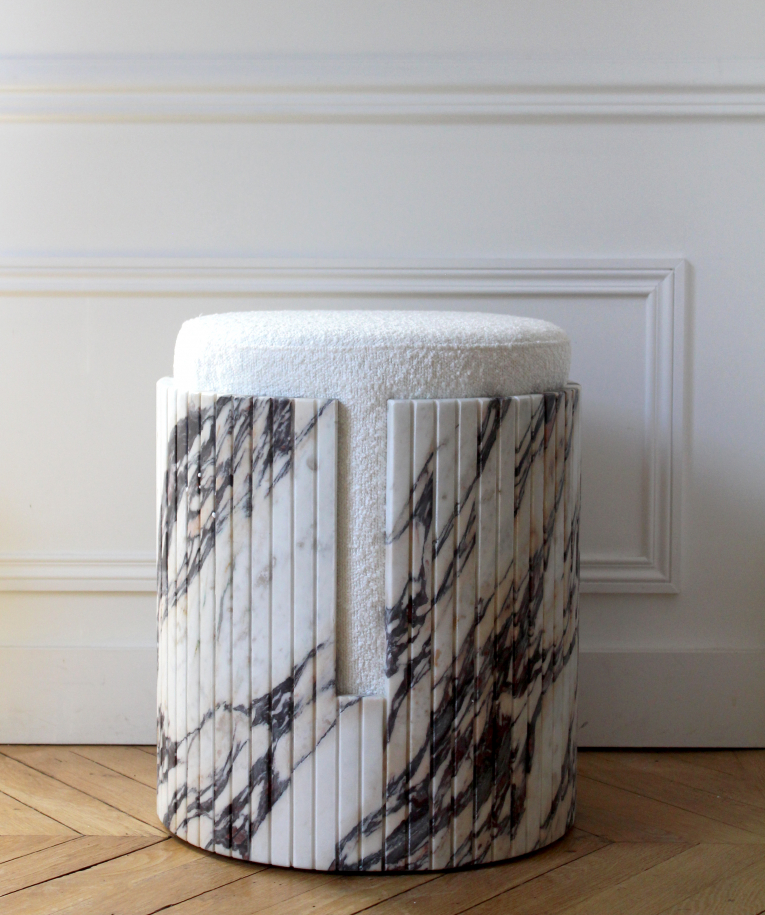 Calacatta Viola Marble Dolce Stool | Marbera | Habachy Designs