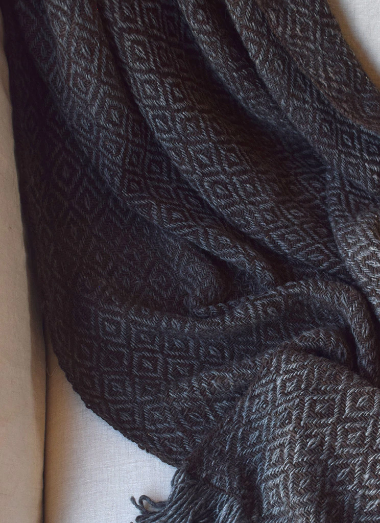 VALLE VERBENA THROW - GRIS + CHOCOLATE | Awanay | Habachy Designs