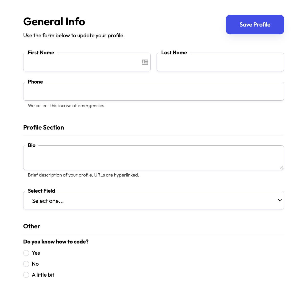 Profile Form 11 | Free Webflow Component