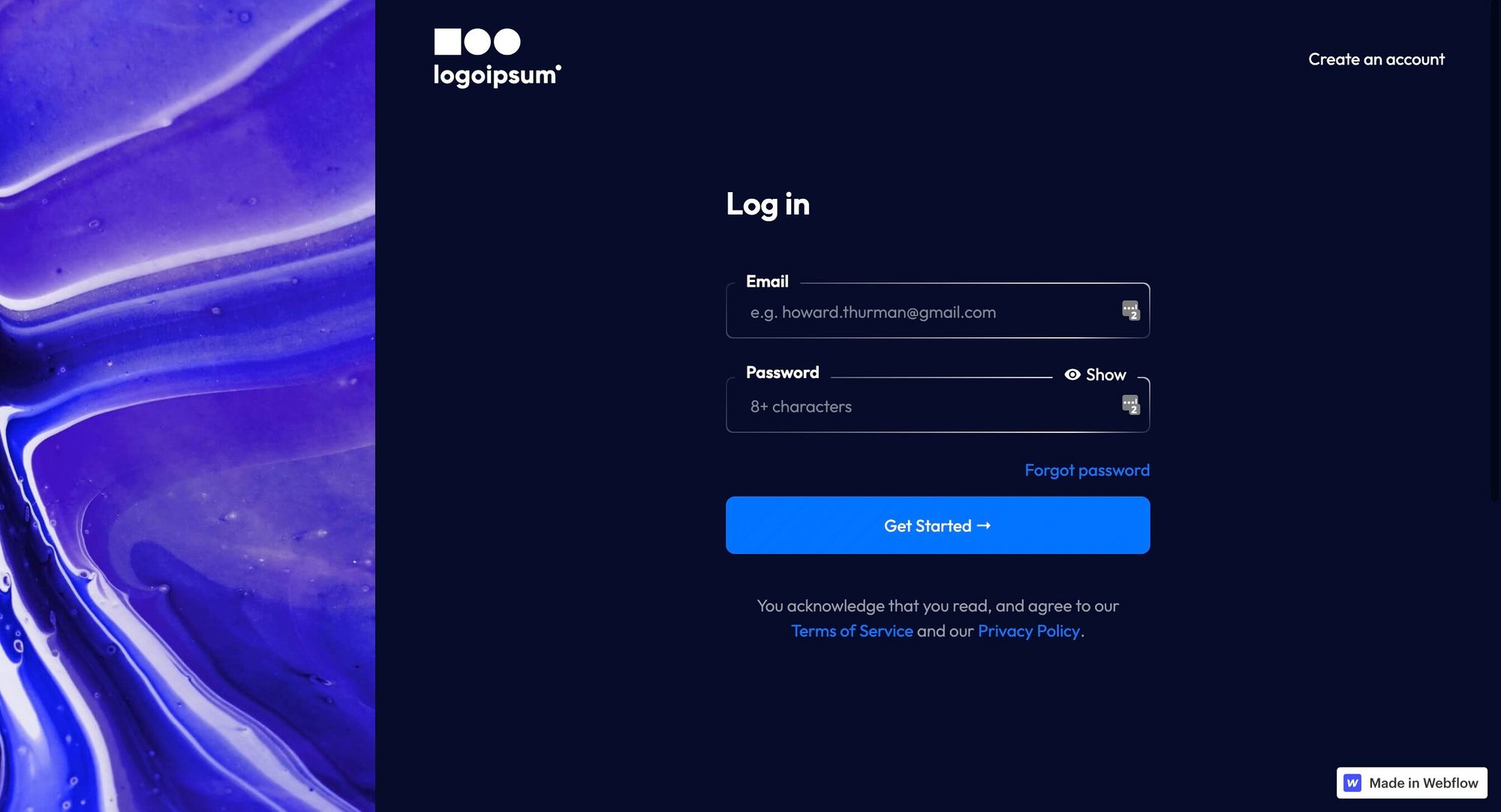 Login #7 | Free Webflow Component