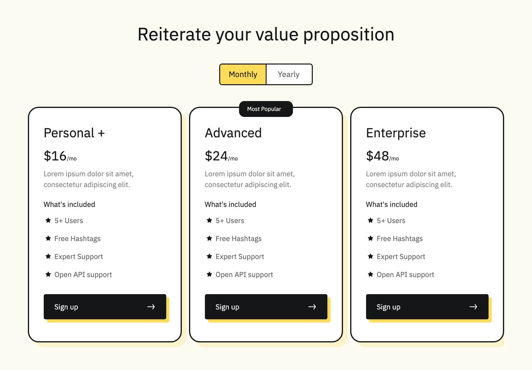 3 Tier Pricing Table | Free Webflow Component