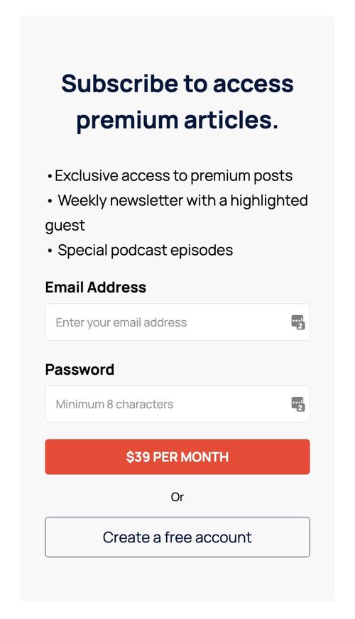 Subscriber Signup With Pricing Free Webflow Component