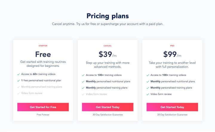 Green Pricing Table for Webflow