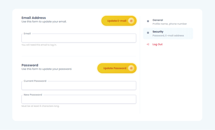 Change Password Modal for Webflow