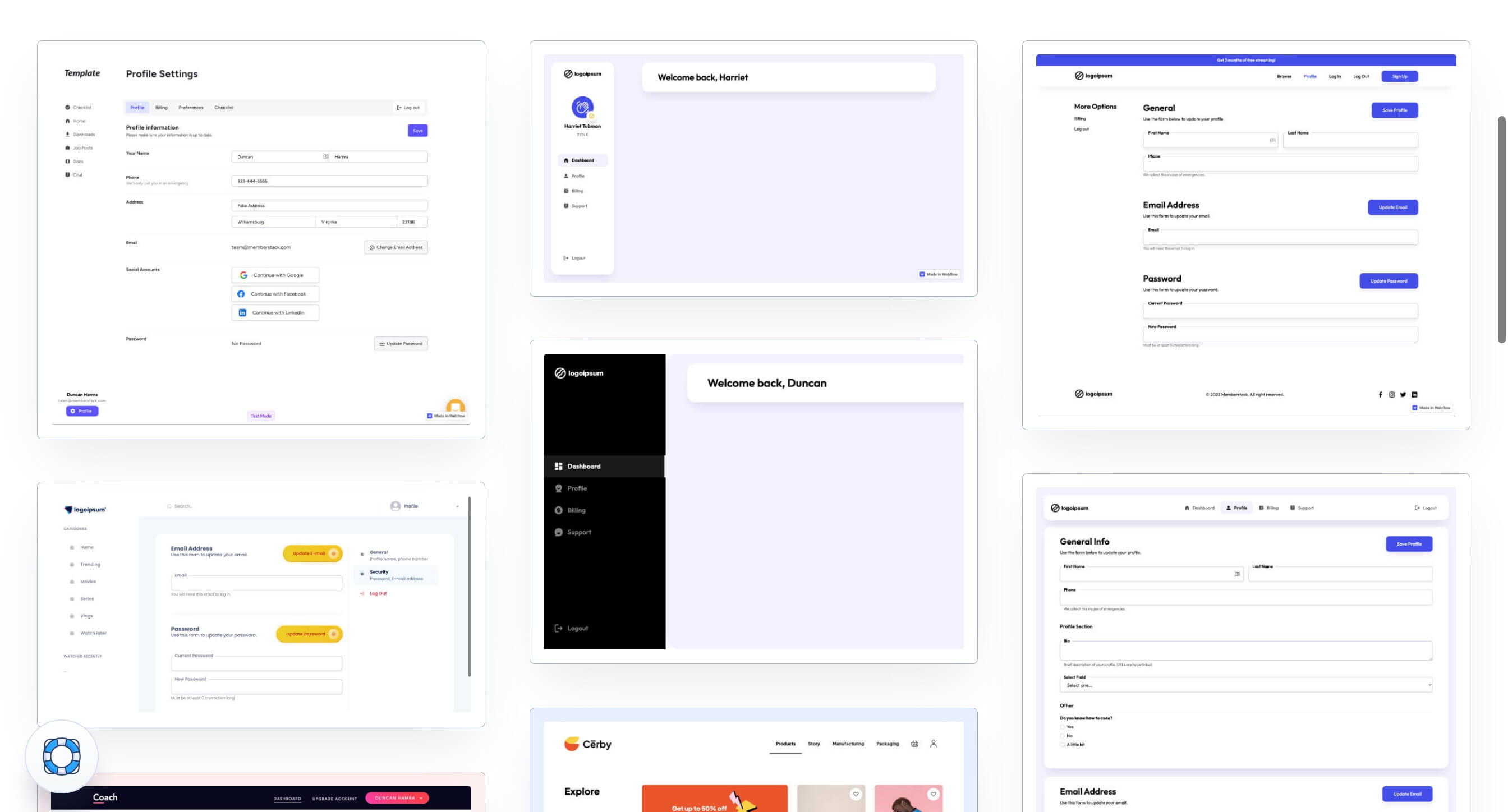 Free Webflow Dashboards Components | Copy & Paste