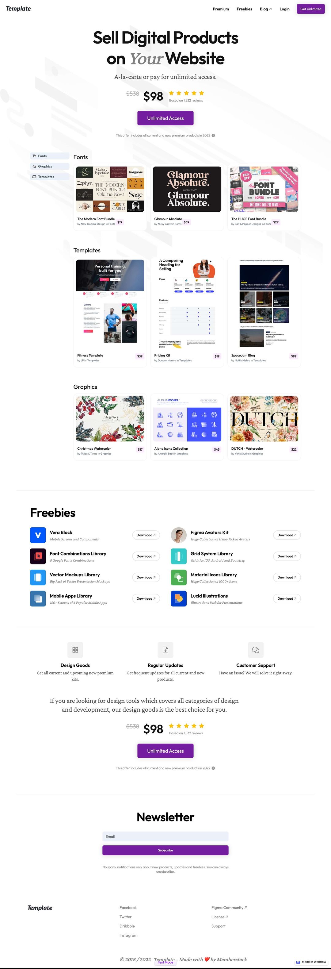 Subscription Landing Page #7 | Free Webflow Component