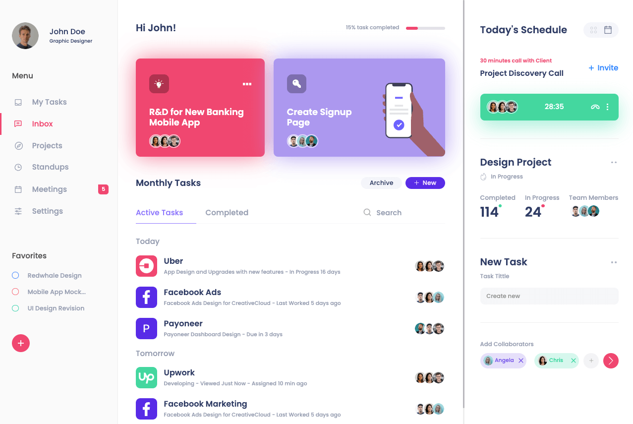 Project Management Dashboard | Free Webflow Component