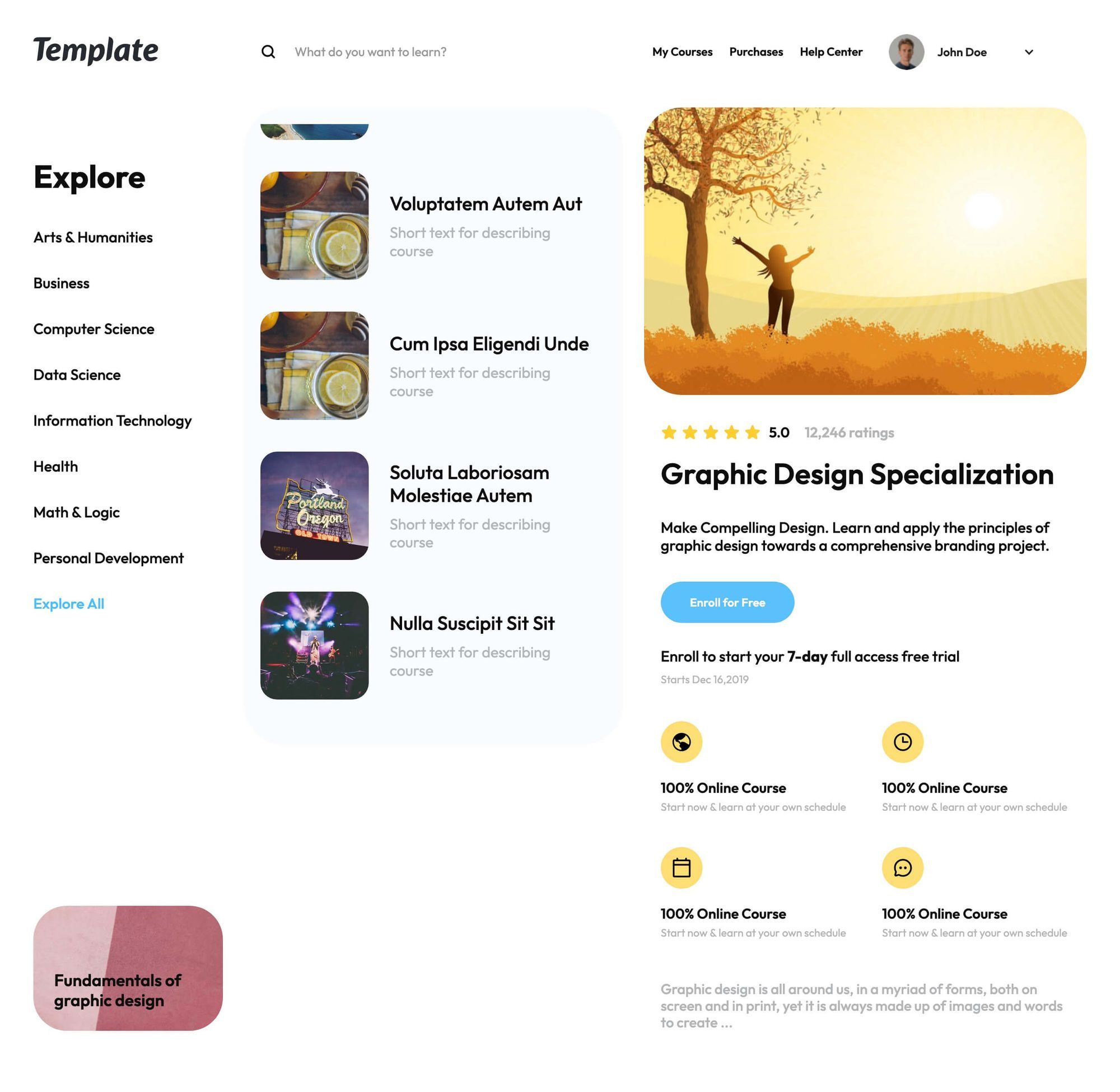 Online Course Dashboard | Free Webflow Component