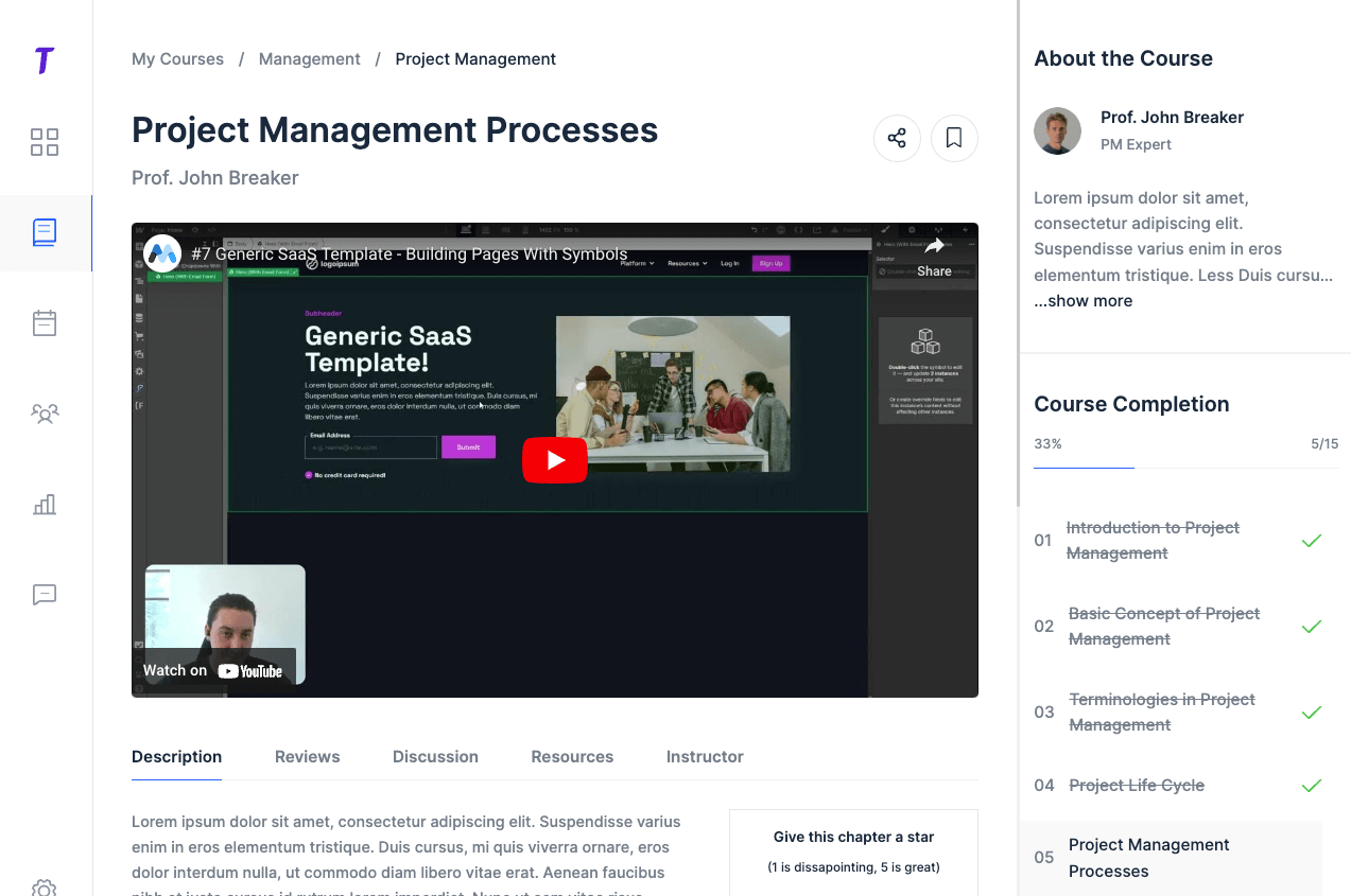 eLearning Dashboard | Free Webflow Component
