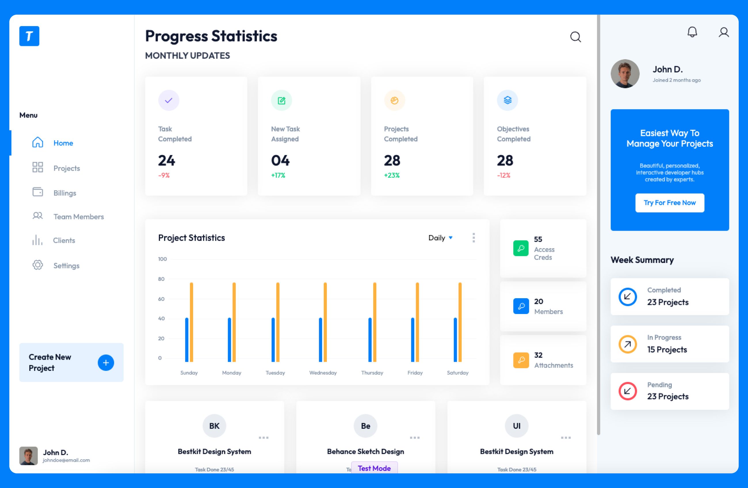 Project Manager Dashboard | Webflow Template