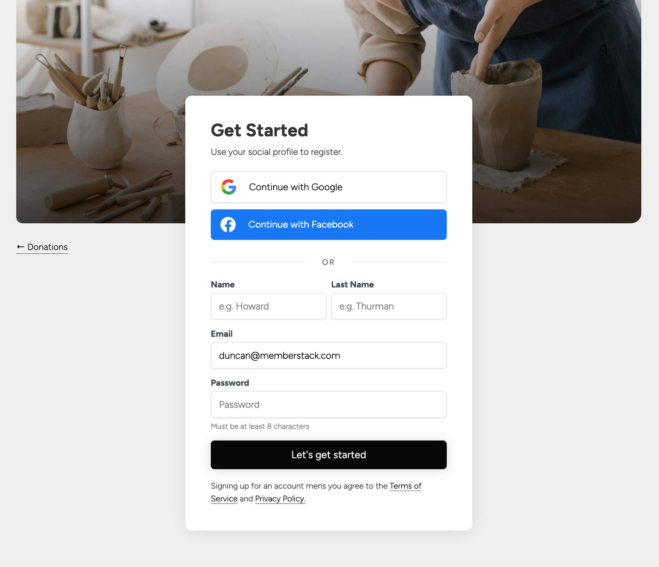 Donation Sign Up | Free Webflow Component