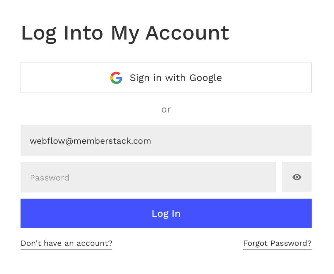 Login With Password | Free Webflow Component