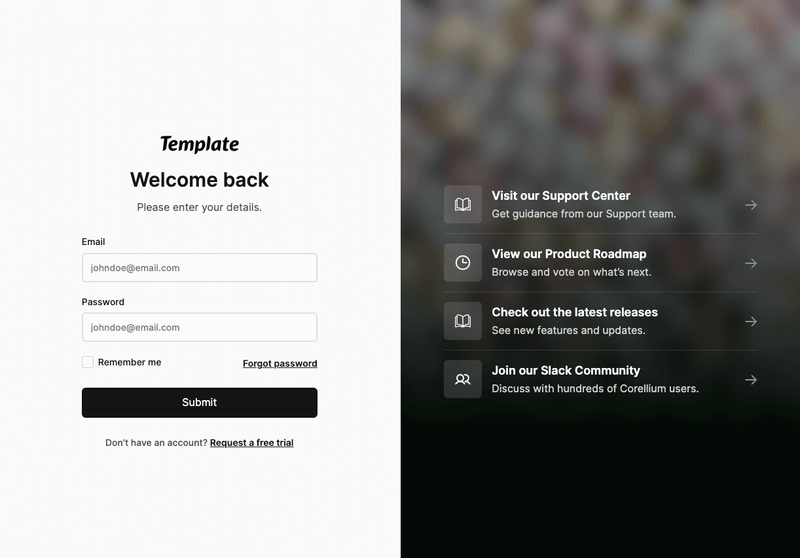 Split Login Screen | Free Webflow Component