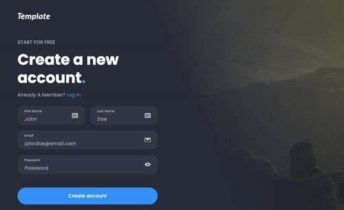 Free Black And Blue Sign Up Page | Free Webflow Component