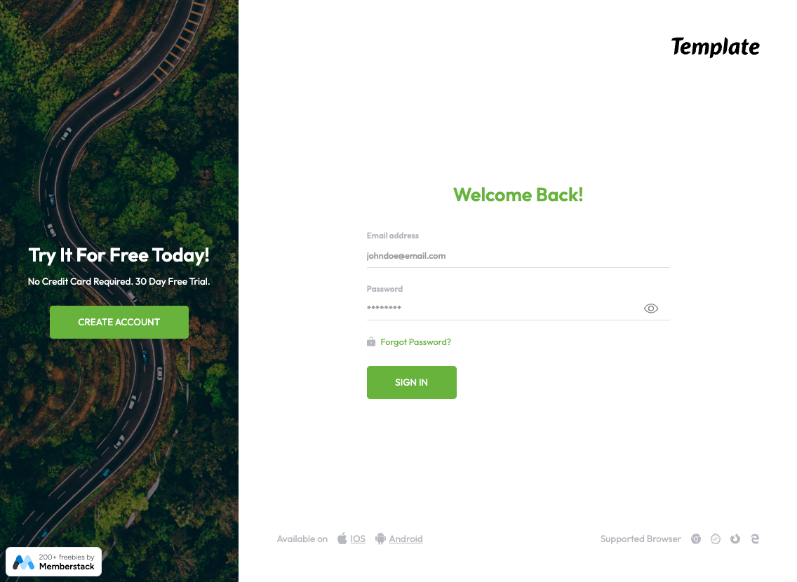 Green Webflow Sign In Component | Free Webflow Component