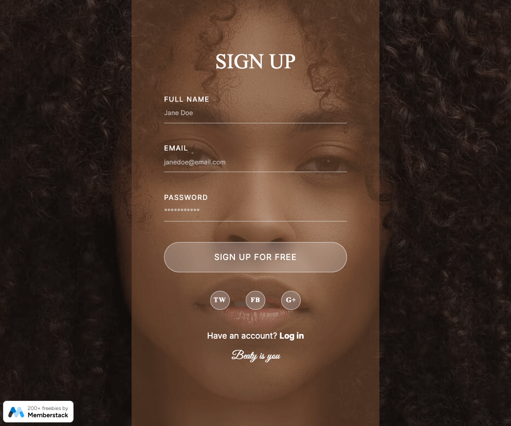Classy Sign Up Screen | Free Webflow Component