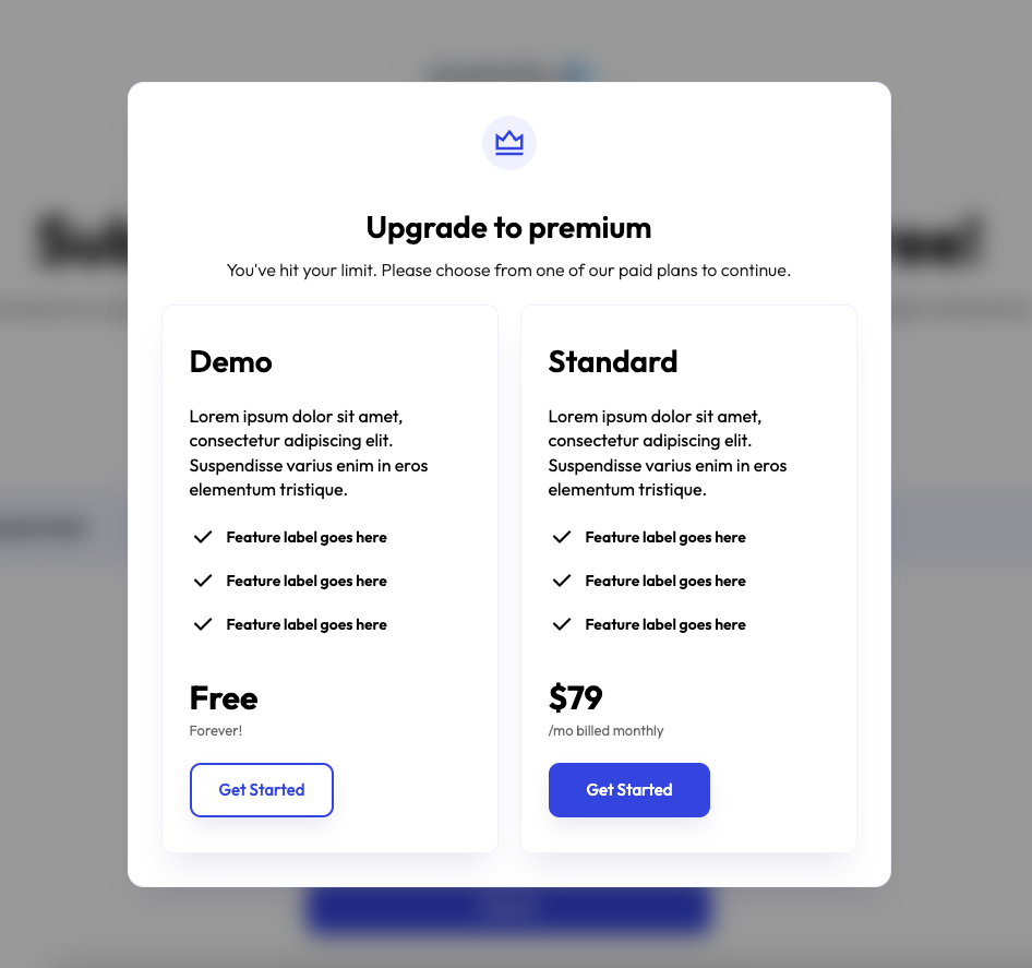 Popup Upgrade Plan Modal | Free Webflow Component