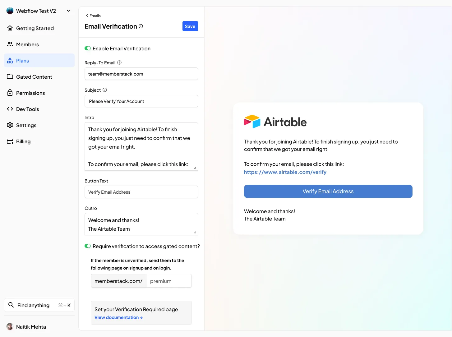 Verify New Members for Webflow