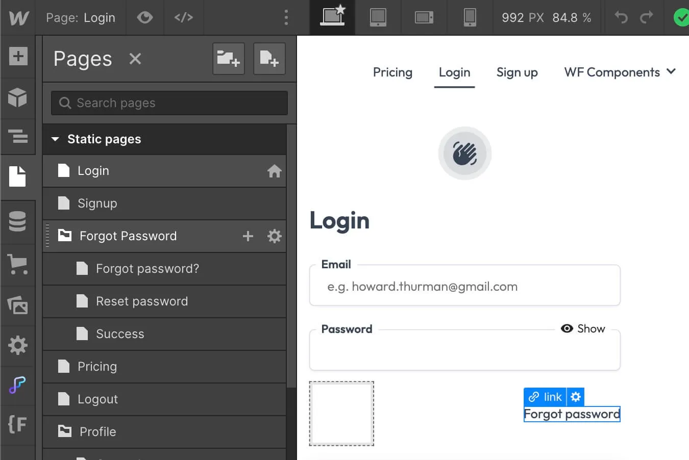 Password Reset Modal for Webflow
