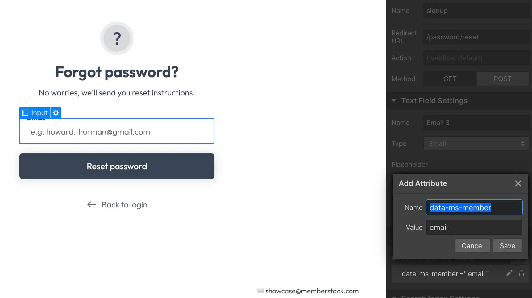 Password Reset Modal for Webflow