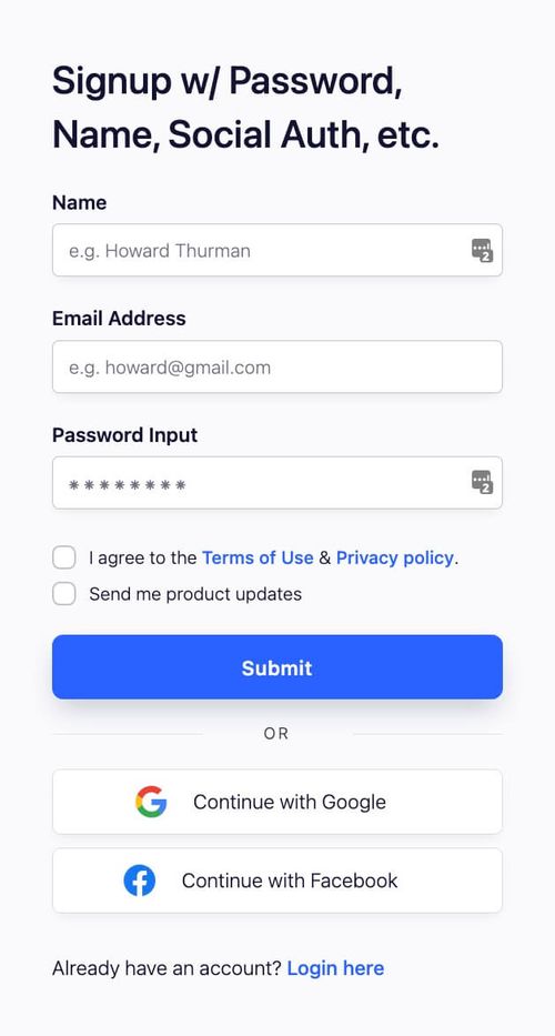 Signup with Social Auth | Free Webflow Component