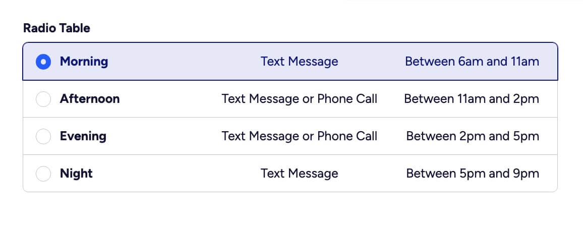 Radio Menu | Free Webflow Component