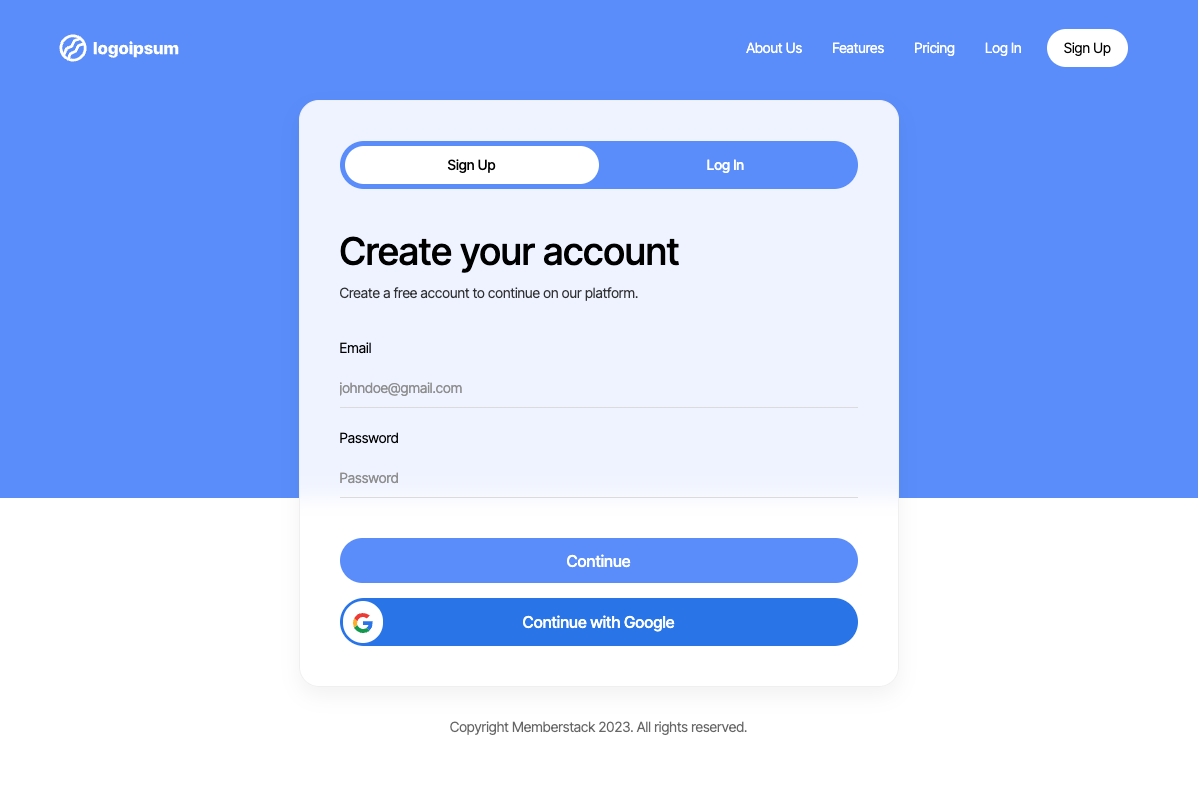 2-Tab Auth Forms | Free Webflow Component