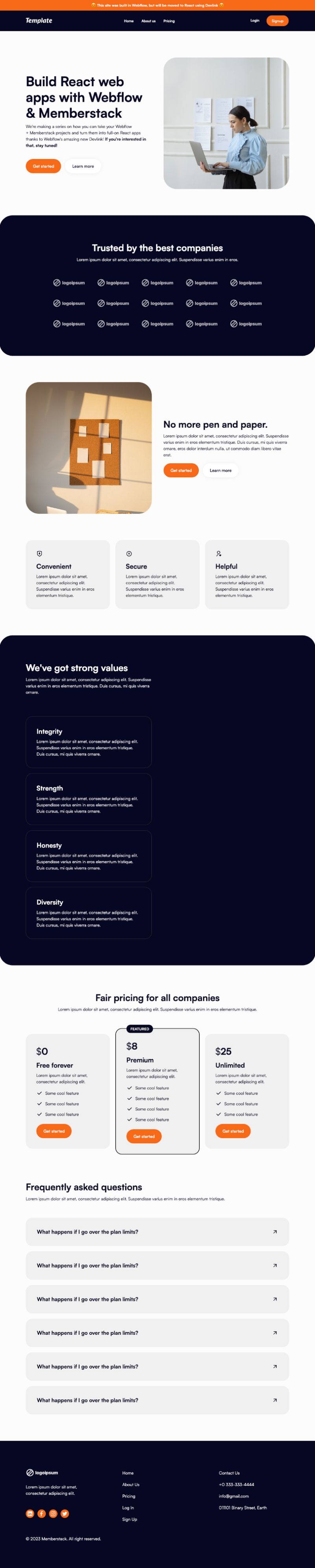 Business Home Page Template | Free Webflow Component