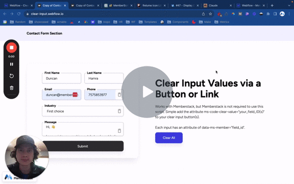 #78 - Clear Inputs OnClick | Webflow Powerups
